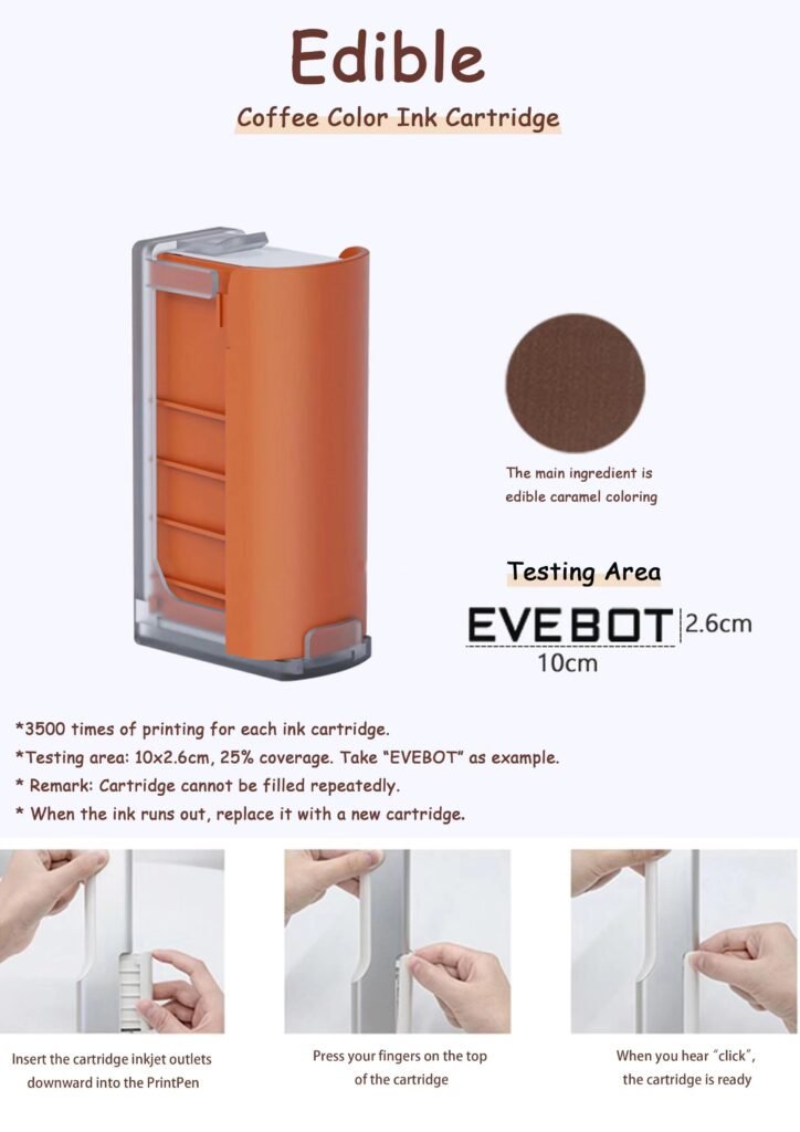 Evebot Portable Food PrintPen – Food-Grade Handheld Edible Ink Printer ...